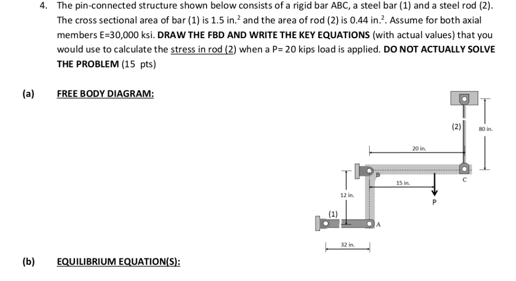 Solved 4. The pin-connected structure shown below consists | Chegg.com