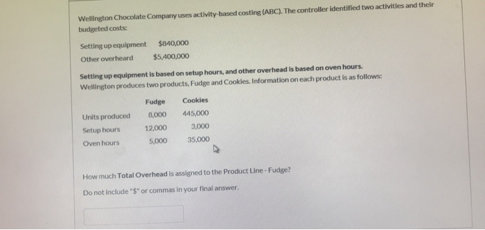 Solved Wellington Chocolate Company uses activity-based | Chegg.com