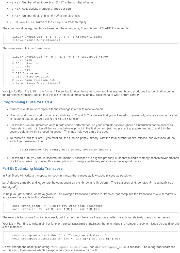 Machine Problem 4: Cache Simulation & Optimization | Chegg.com