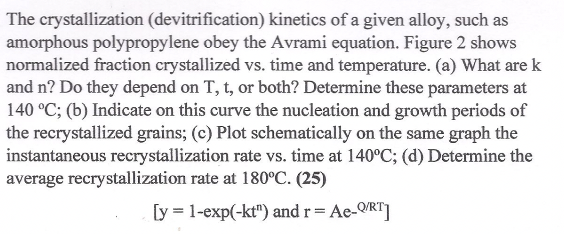 Solved The crystallization (devitrification) kinetics of a | Chegg.com