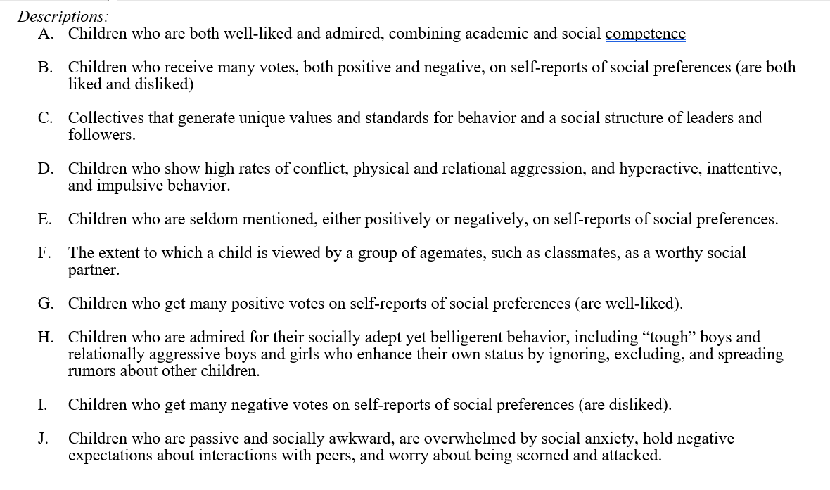 Solved \begin{tabular}{|c|c|} \hline 1. & Peer groups \\ | Chegg.com