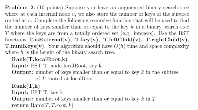 Solved Problem 2. (10 points) Suppose you have an augmented | Chegg.com