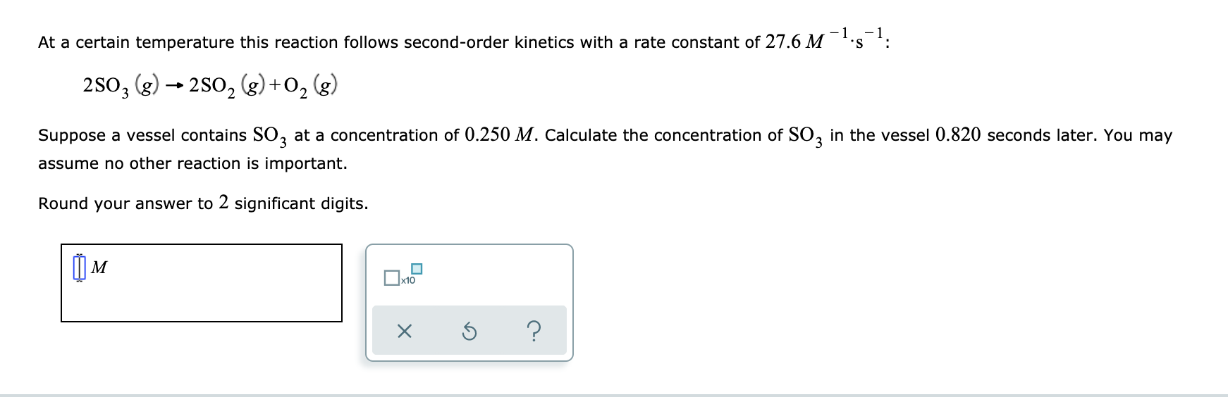 Solved At A Certain Temperature This Reaction Follows