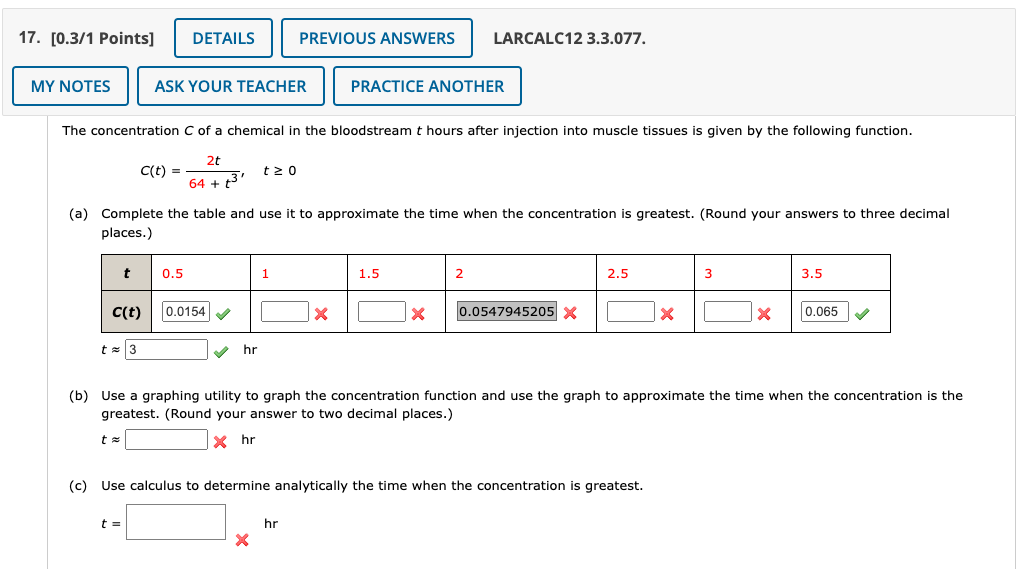 Solved C(t)=64+t32t,t≥0 a) Complete the table and use it to | Chegg.com
