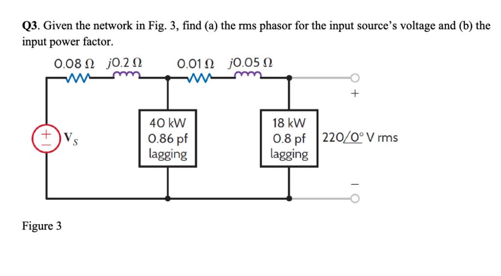 Solved Q3. Given the network in Fig. 3, find (a) the rms | Chegg.com