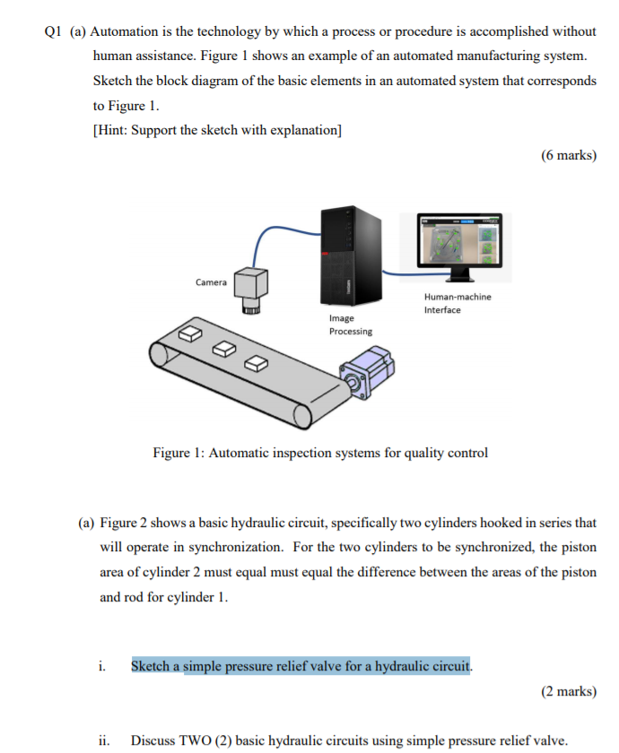 Solved Q1 (a) Automation is the technology by which a | Chegg.com