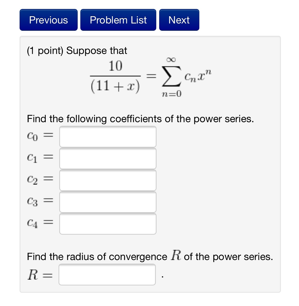 Solved Previous Problem List Next 1 point) Suppose that 10 | Chegg.com