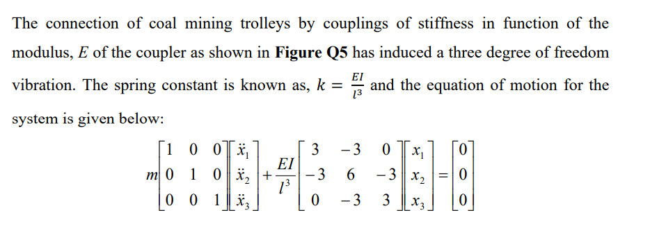 Solved The connection of coal mining trolleys by couplings | Chegg.com