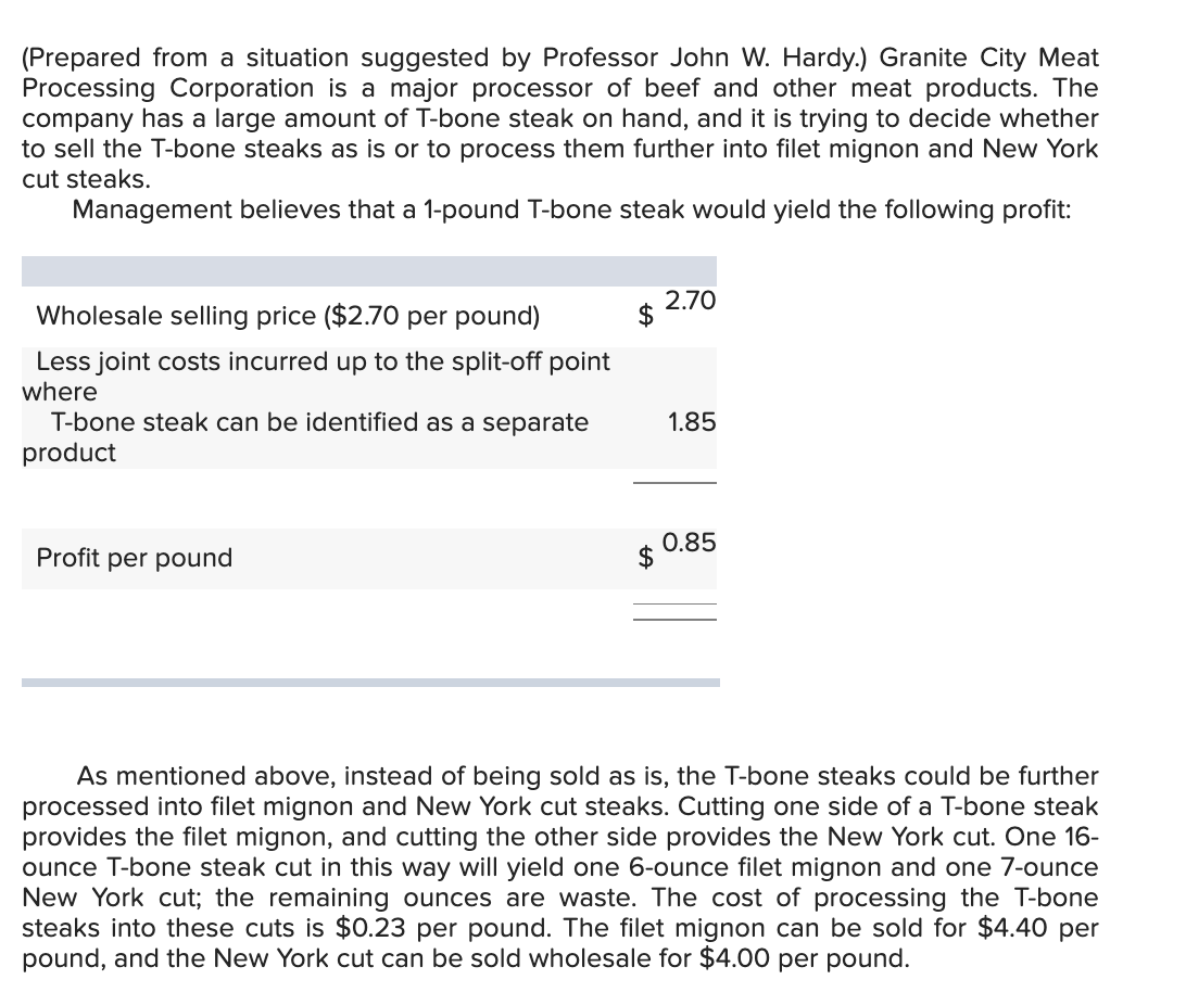 Solved (Prepared from a situation suggested by Professor | Chegg.com