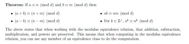 Solved Theorem: If a =n (mod d) and b= m (mod d) then • | Chegg.com