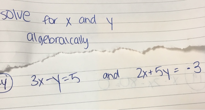 Solved Solve for x and y algebraically 3y - y = 5 and 2x + | Chegg.com