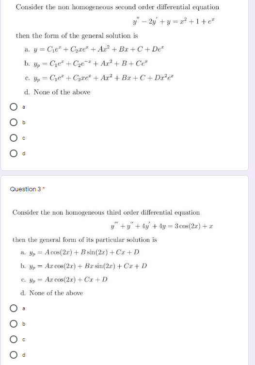 Solved Consider the non homogeneous second order | Chegg.com