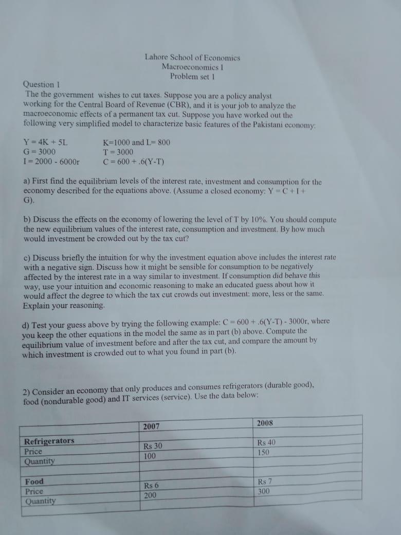 Solved Question I The the government wishes to cut taxes. | Chegg.com