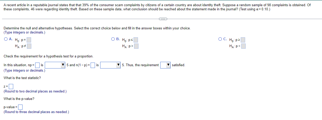 Solved A recent article in a reputable journal states that | Chegg.com