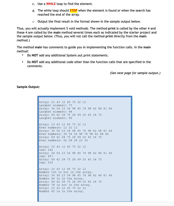 Solved For this exercise, you will implement four (4) void | Chegg.com