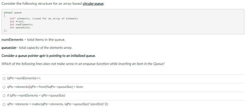 Solved Consider the following structure for an array-based | Chegg.com