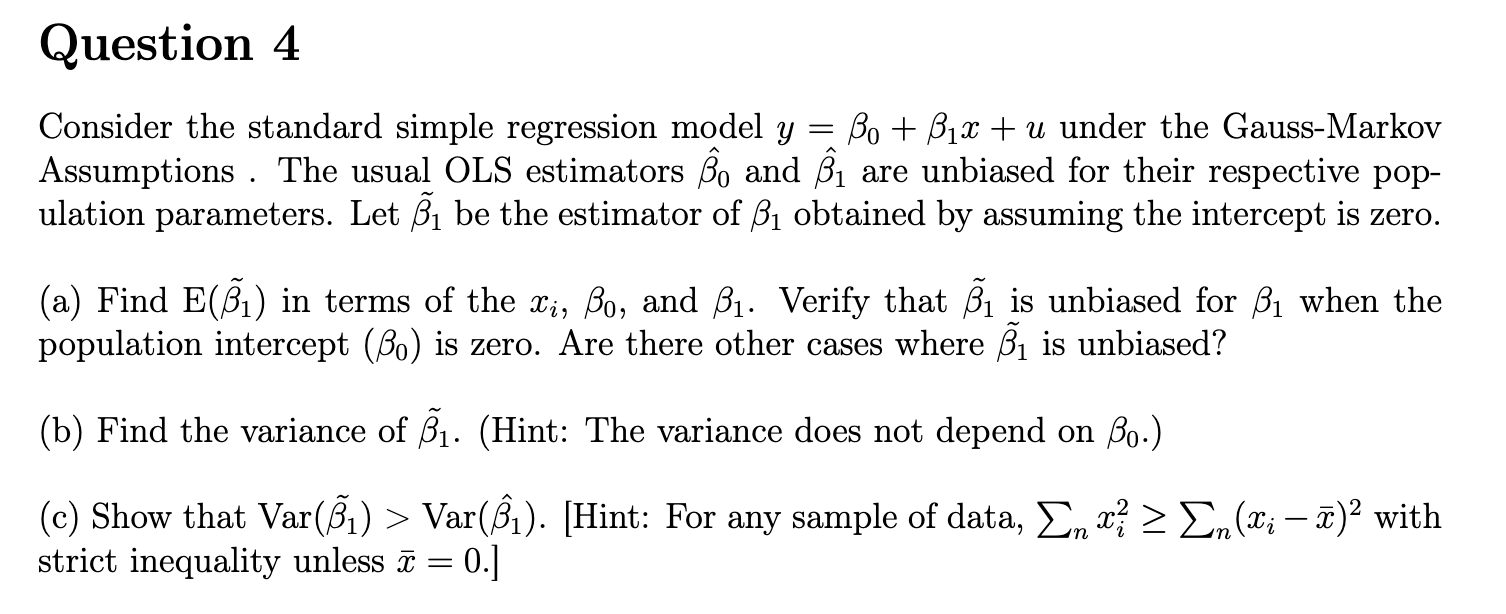 Solved Consider the standard simple regression model | Chegg.com
