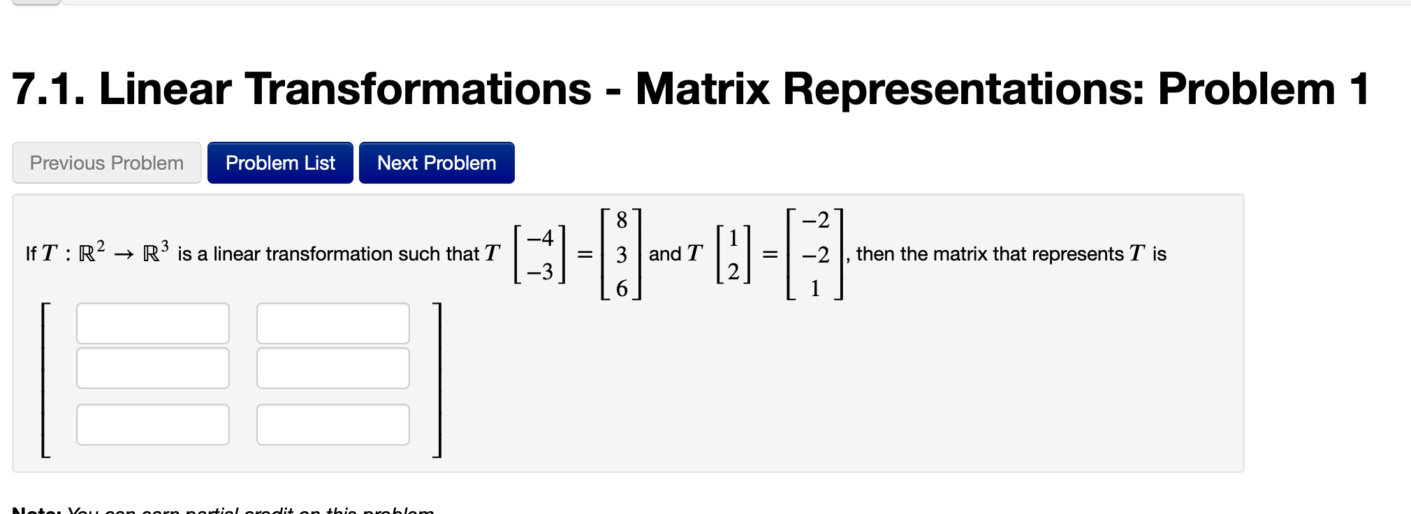 Solved 7.1. Linear Transformations - Matrix Representations: | Chegg.com