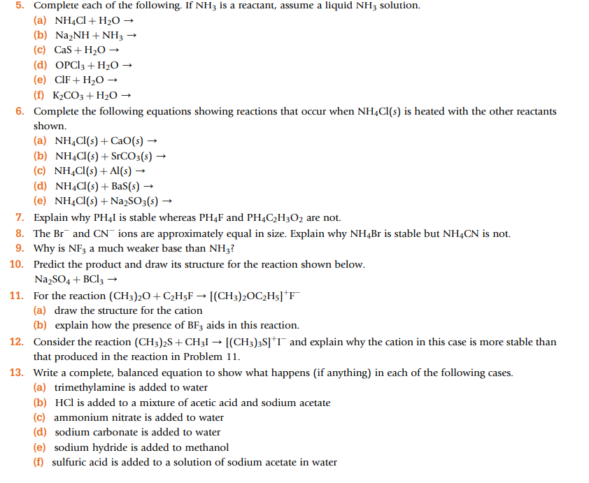 Solved Complete each of ﻿the following. If NH3 is ﻿a | Chegg.com