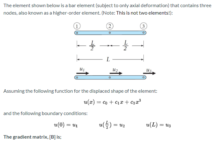 Solved The element shown below is a bar element (subject to | Chegg.com