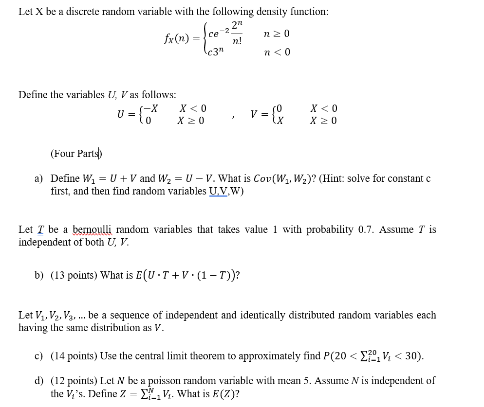 Solved Let X be a discrete random variable with the | Chegg.com