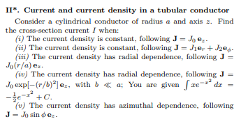 II*. Current and current density in a tubular | Chegg.com