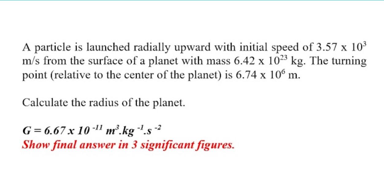 Solved A particle is launched radially upward with initial | Chegg.com