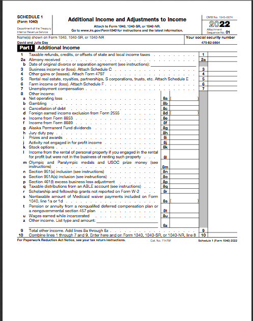Deliverables: Form 1040, Schedule 1, Sch. A, Sch. C, | Chegg.com