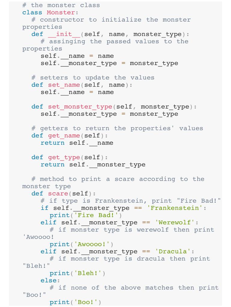 Solved why won’t this code work right? # the monster | Chegg.com