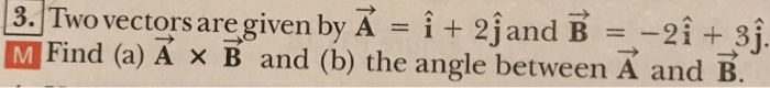 Solved Two vectors are given by A vector = i + 2j and B | Chegg.com