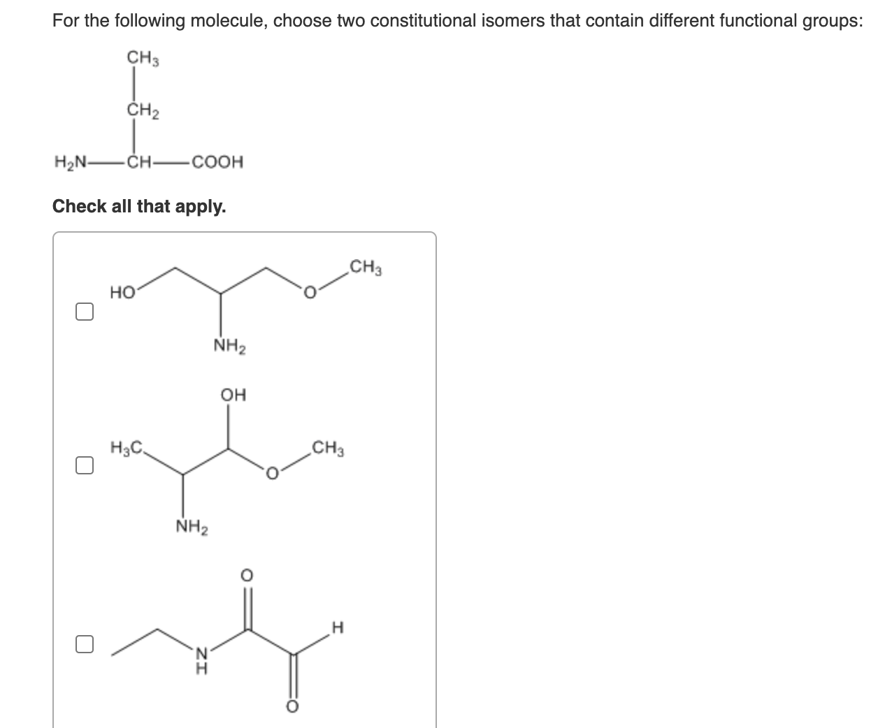 Solved For the following molecule, choose two constitutional | Chegg.com