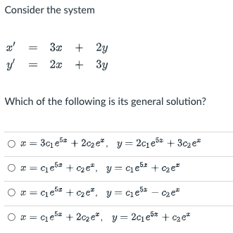 Solved Consider the system 30 + 2y 2 + 3y y Which of the | Chegg.com
