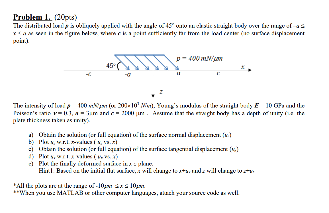 Problem 1. (20pts) The distributed load p is | Chegg.com
