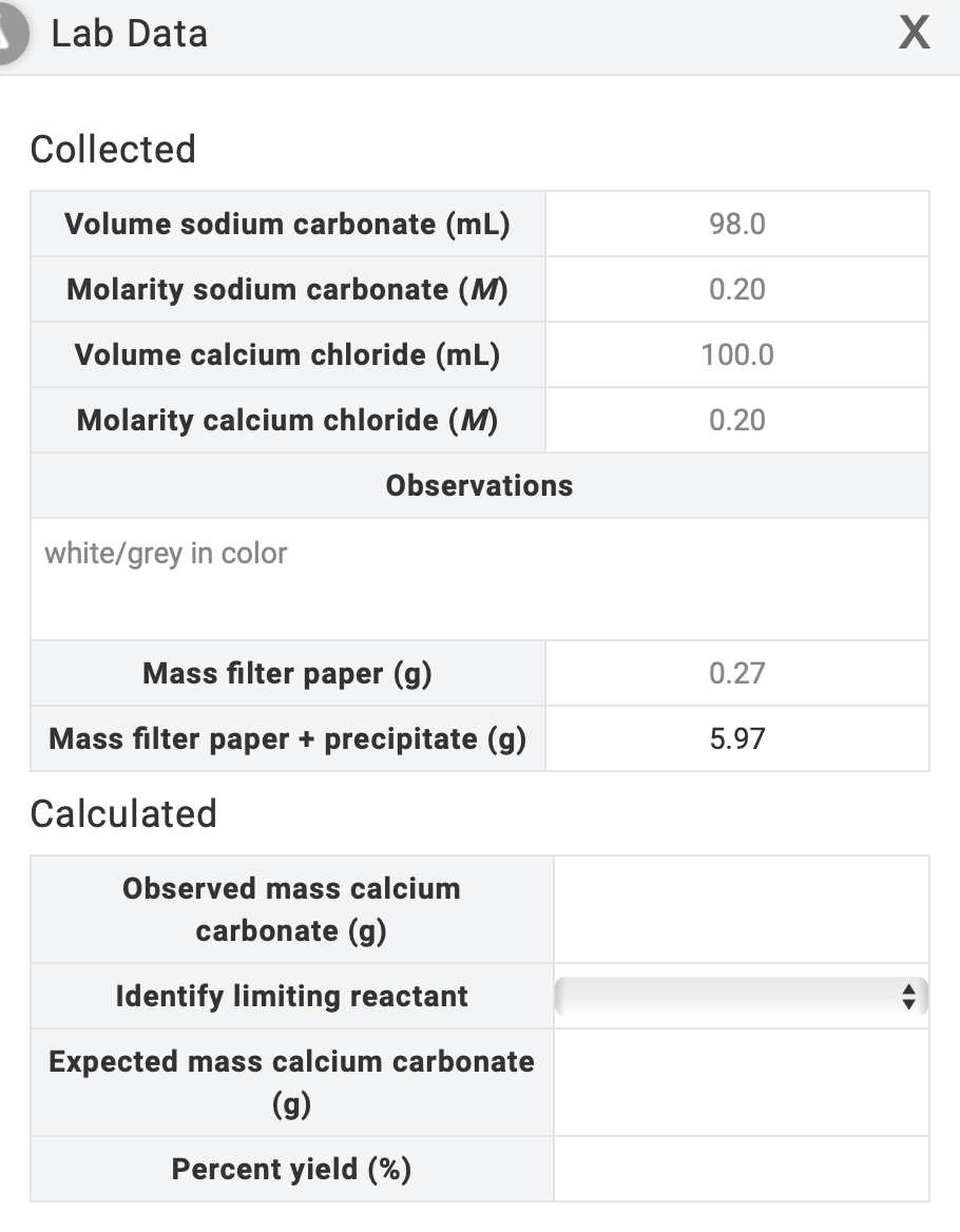Solved Lab Data X Collected Volume sodium carbonate (mL) | Chegg.com