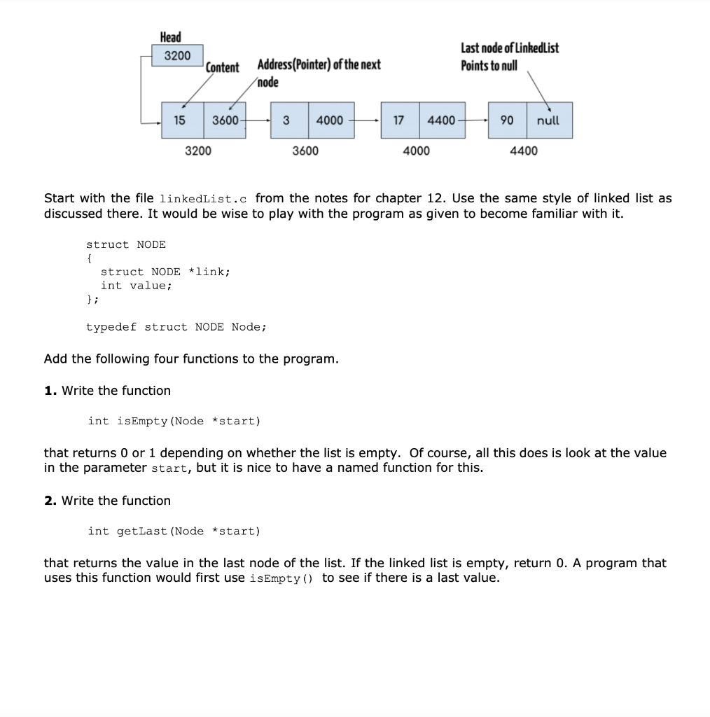 Solved Head 3200 Last node of LinkedList Points to null | Chegg.com