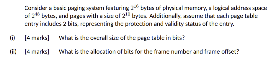 Solved Consider a basic paging system featuring 216 ﻿bytes | Chegg.com