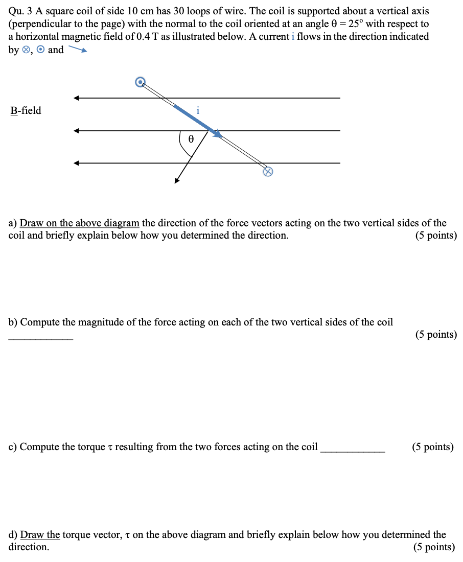 Solved A square coil of side 10 cm has 30 loops of wire. The | Chegg.com