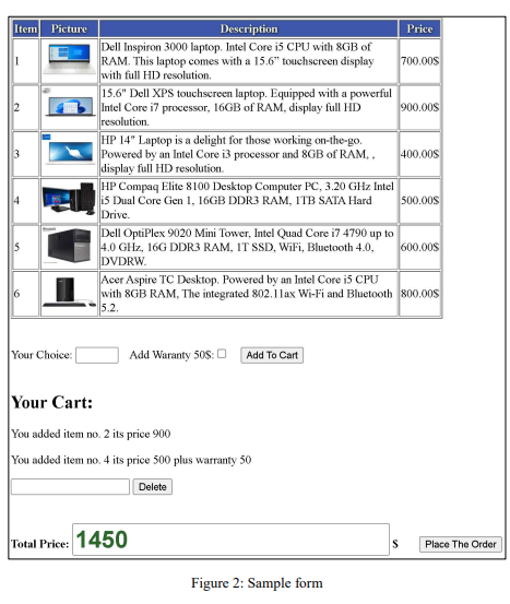 Solved Create a web page for online shopping of electronic | Chegg.com