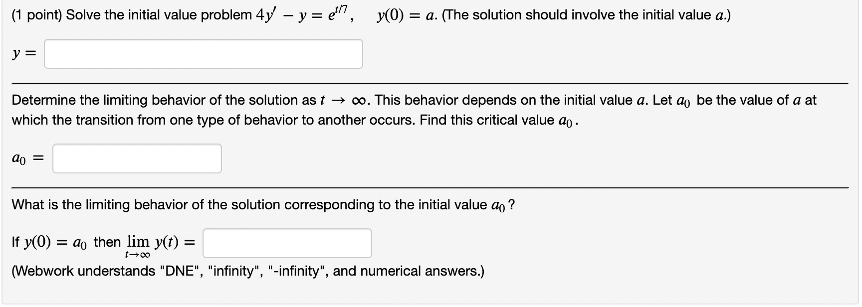 Solved (1 point) Solve the initial value problem \\( 4 | Chegg.com