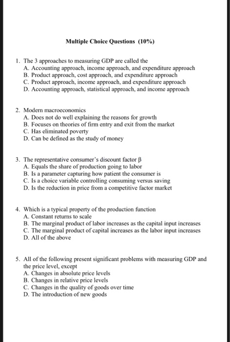 Solved Multiple Choice Questions (10%) 1. Th e 3 approaches | Chegg.com