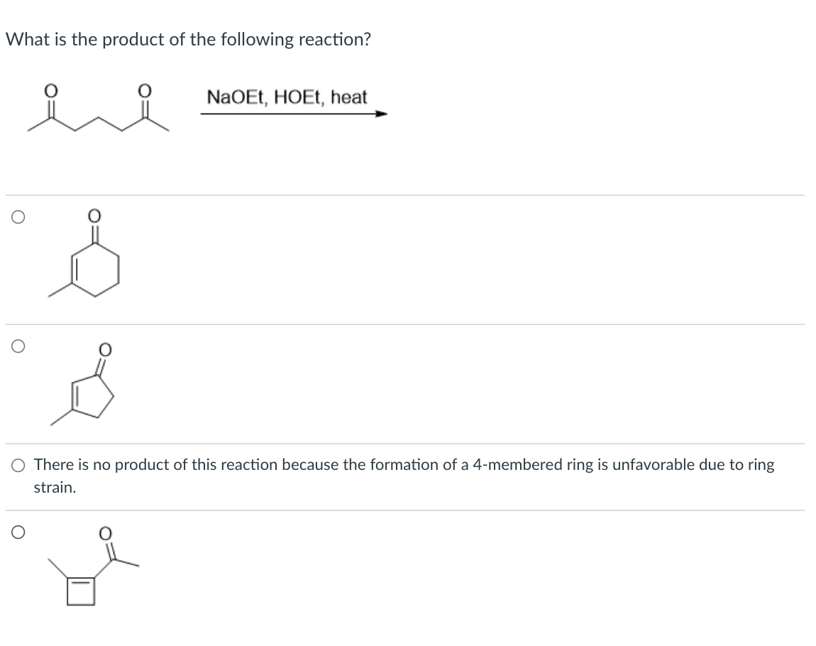 Solved What is the product of the following reaction? NaOET, | Chegg.com