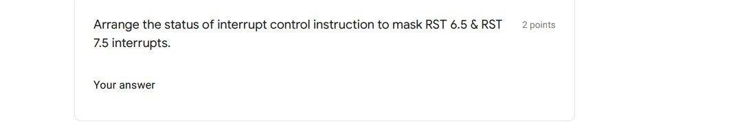 Solved 2 points Arrange the status of interrupt control | Chegg.com
