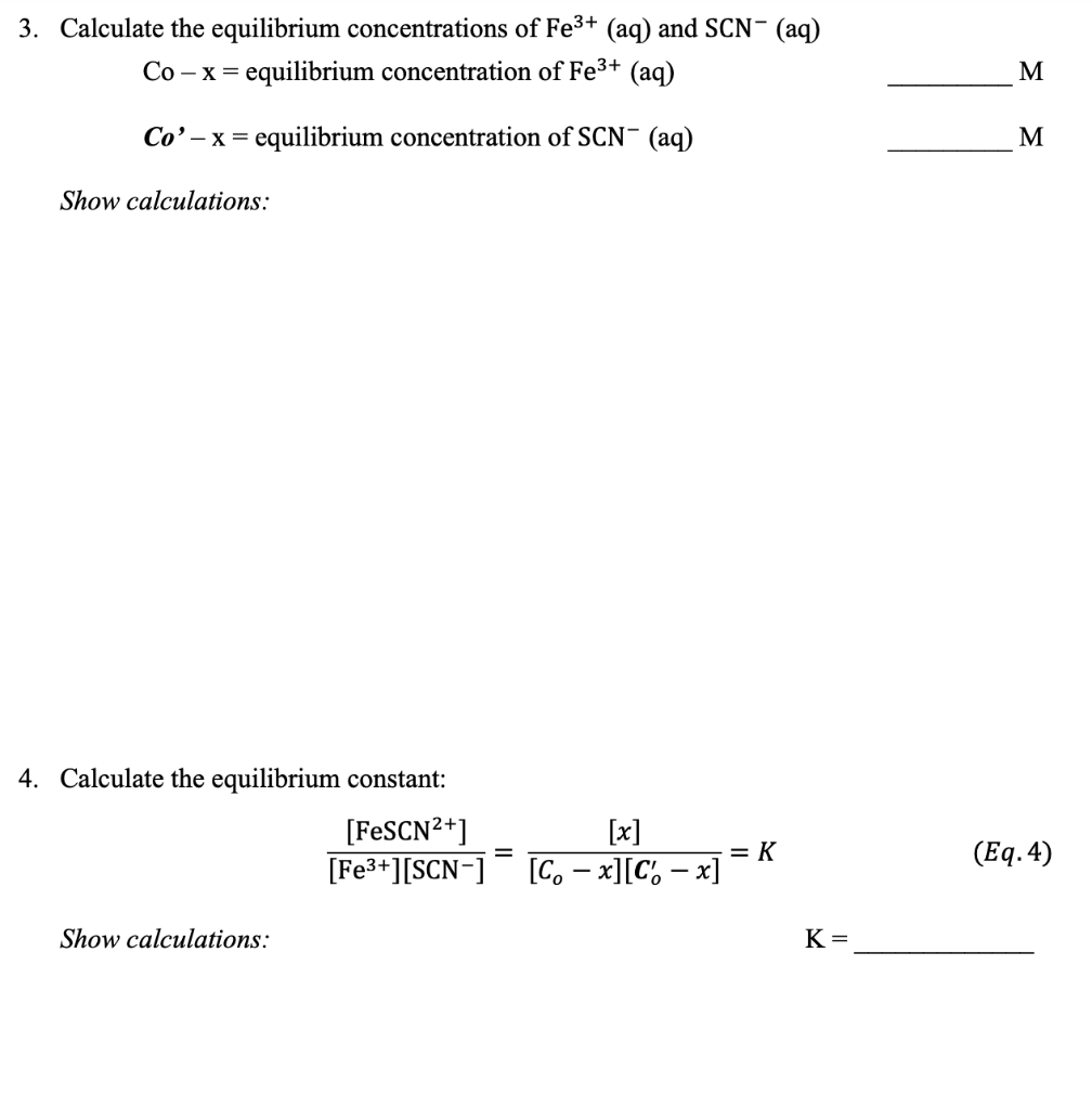 Solved Given the following data, calculate the equilibrium | Chegg.com
