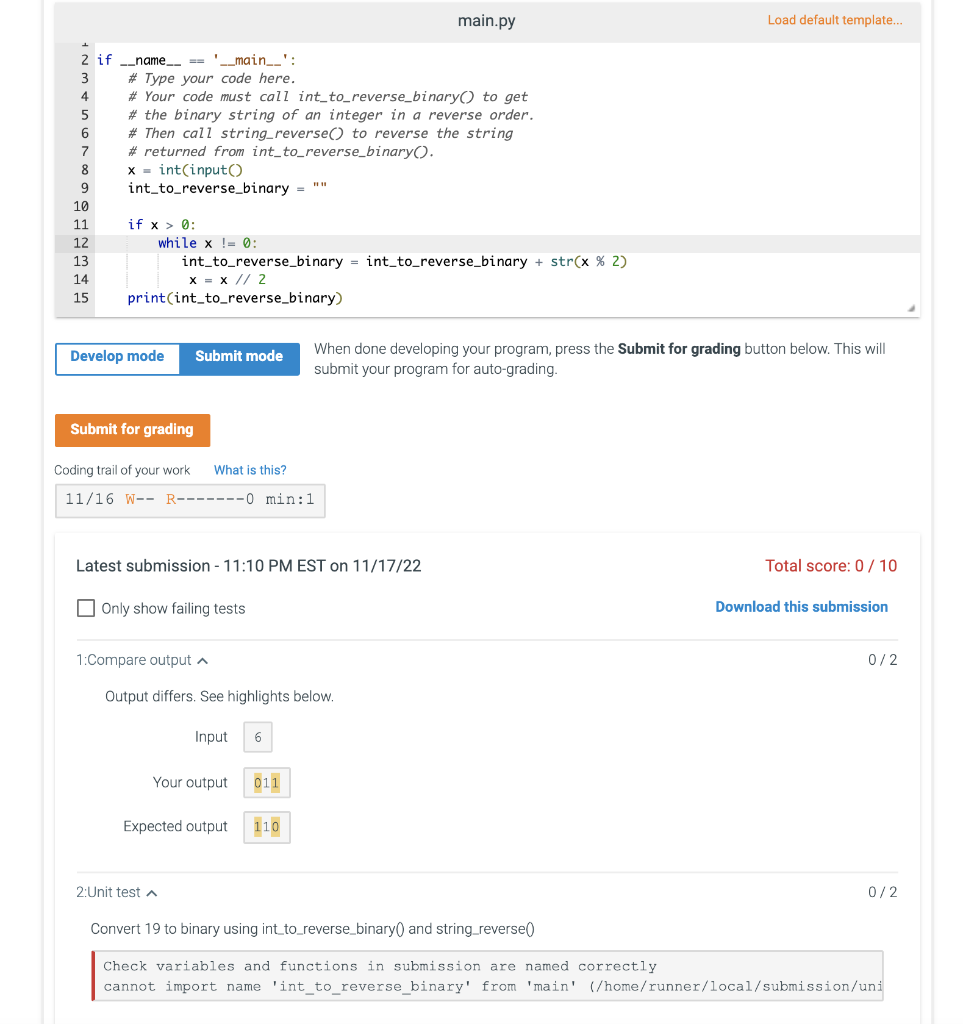 Solved When done developing your program, press the Submit | Chegg.com