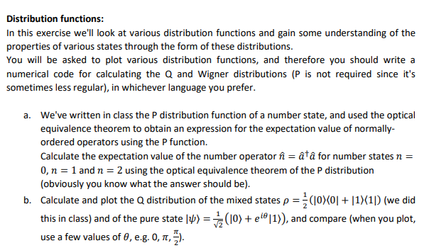Distribution functions: In this exercise we'll look | Chegg.com
