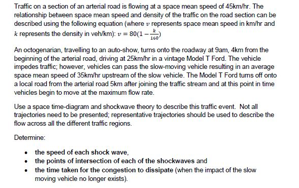 Traffic on a section of an arterial road is flowing | Chegg.com