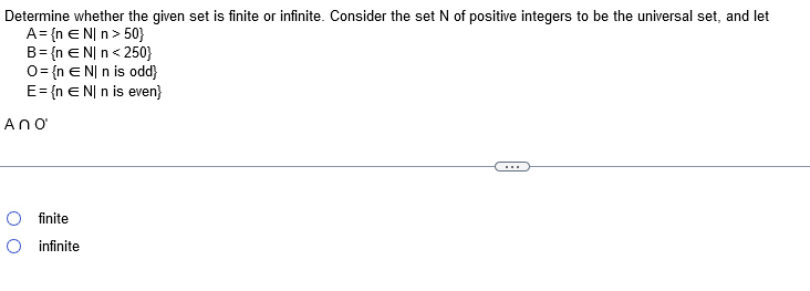 Solved Determine whether the given set is finite or | Chegg.com