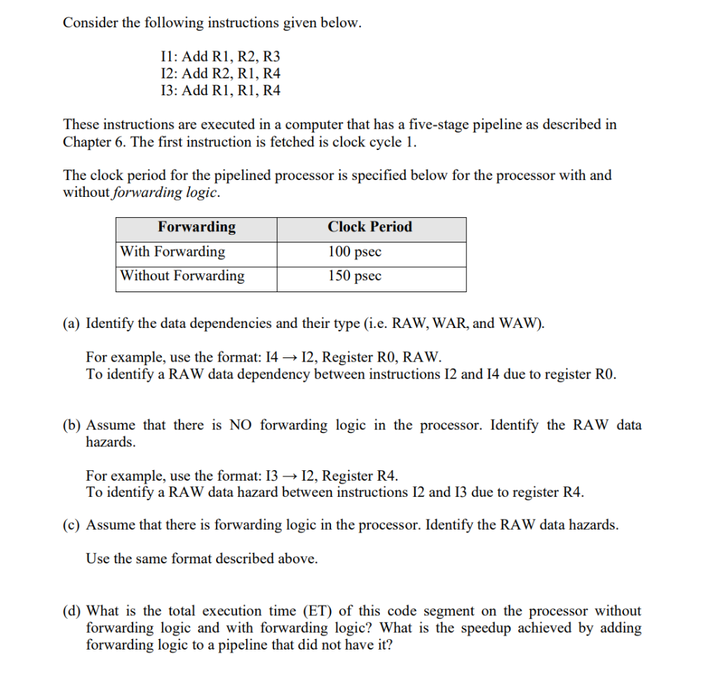 Solved Consider the following instructions given below. I1: | Chegg.com