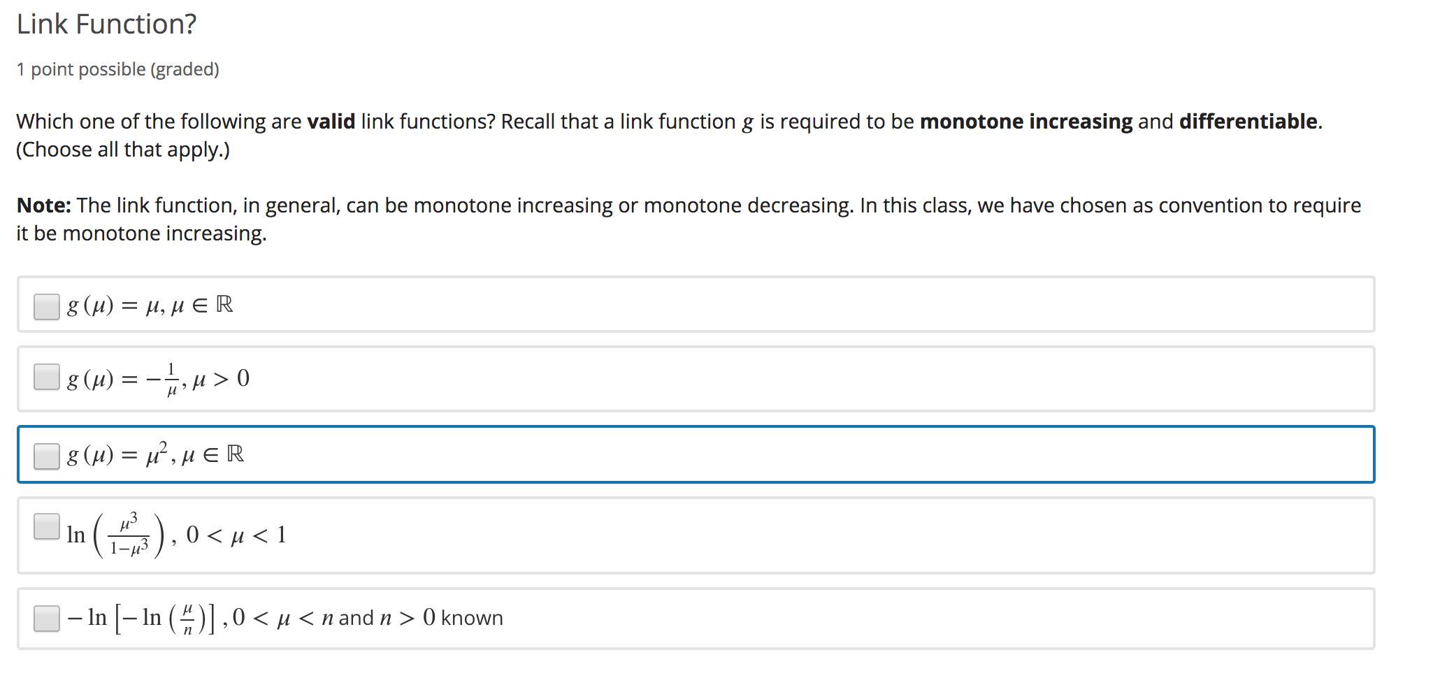 Solved Concept Check: Linear Model and Generalized Linear | Chegg.com