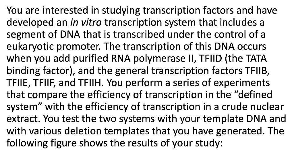 Solved You are interested in studying transcription factors | Chegg.com